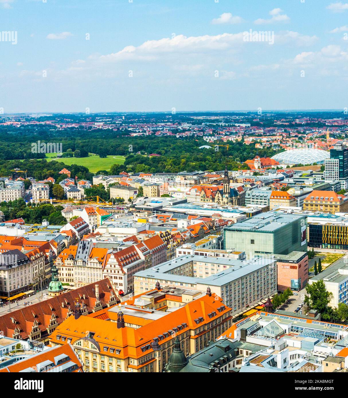 aerial view to city of Leipzig Stock Photo - Alamy