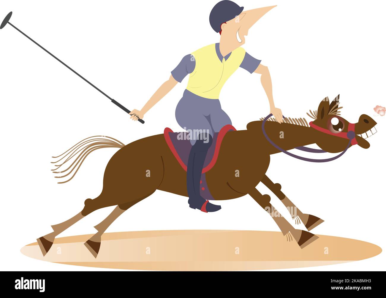 Polo. Man on horse playing polo Illustration Stock Vector Image & Art ...