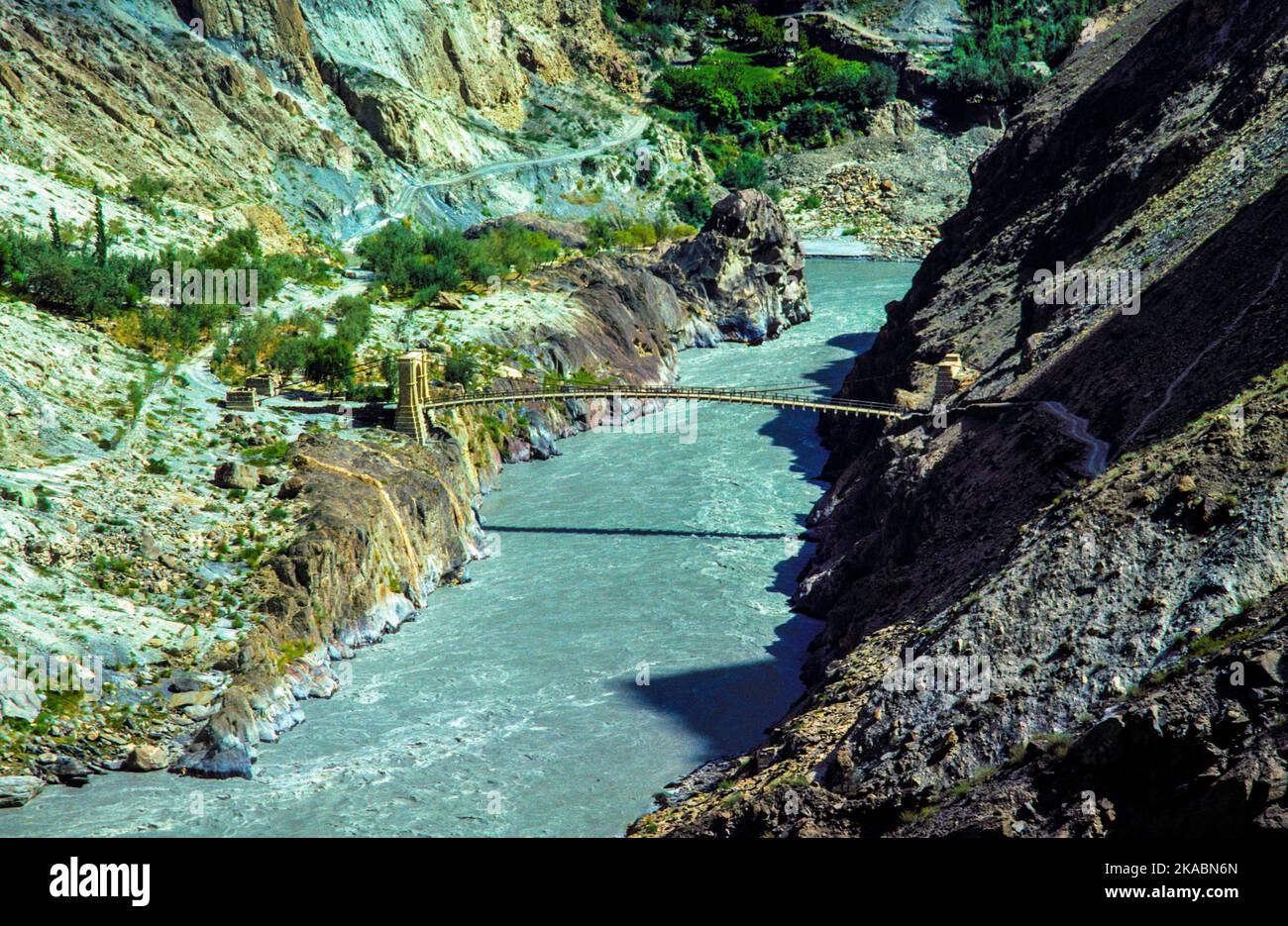 Hunza river rope bridge hi-res stock photography and images - Alamy
