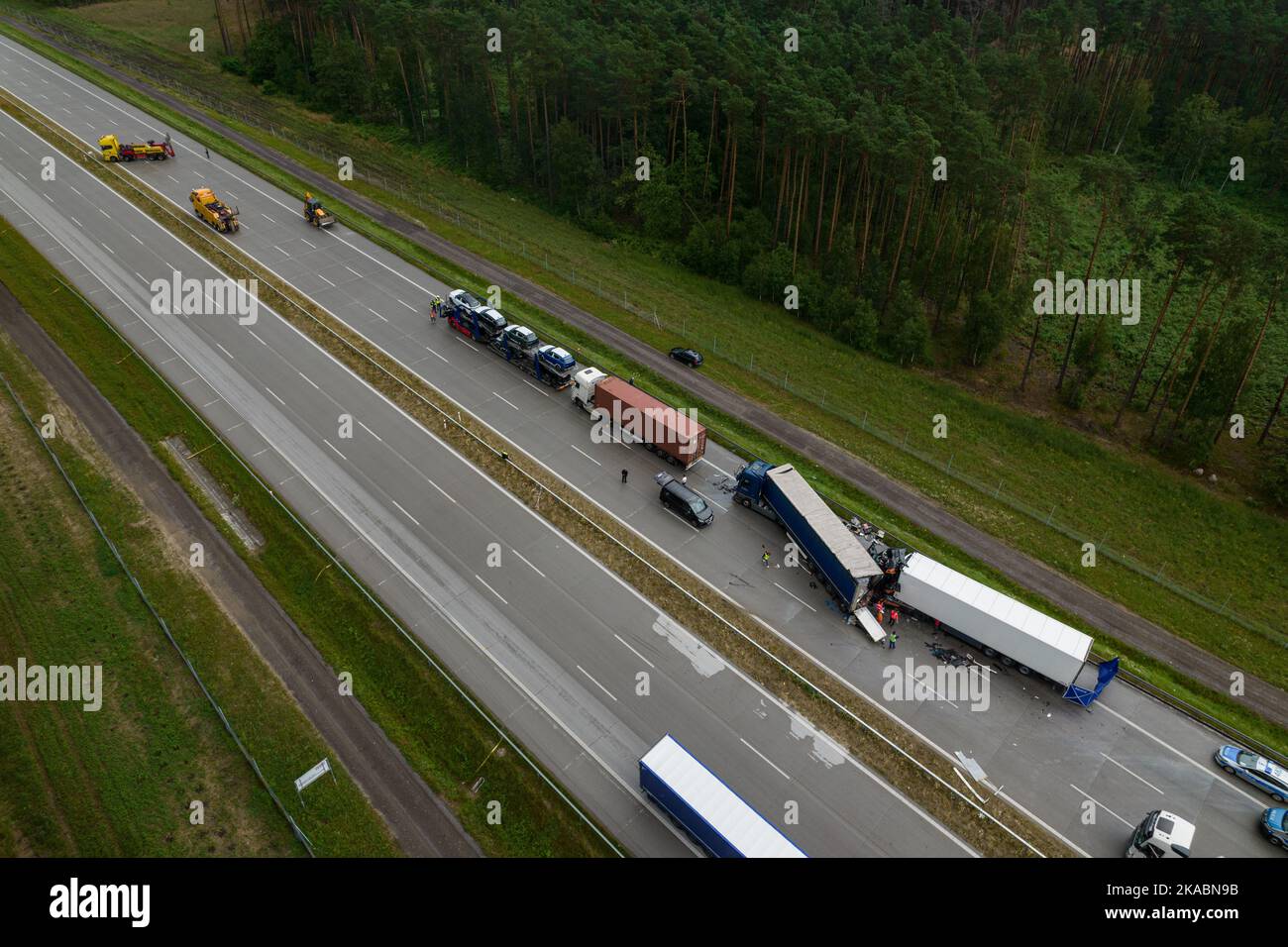 Drone Captures Traffic Jam and Emergency Corridor on Polish Highway ...