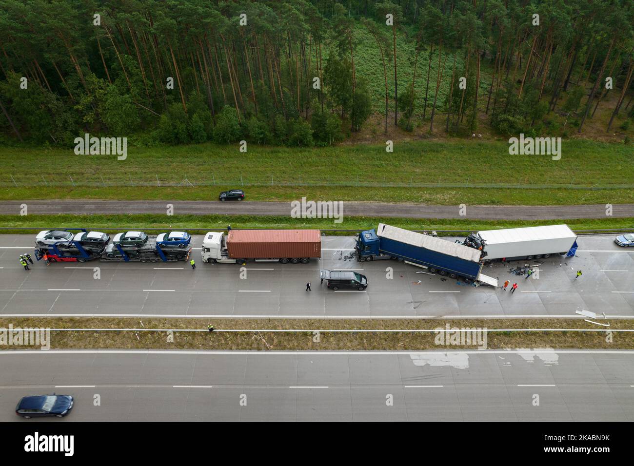 Drone Captures Traffic Jam and Emergency Corridor on Polish Highway ...