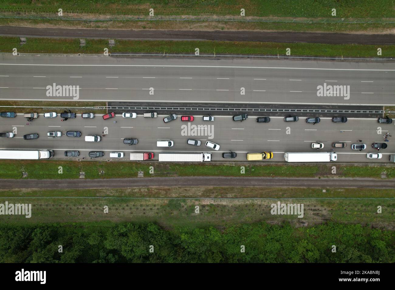 Drone Captures Traffic Jam and Emergency Corridor on Polish Highway ...