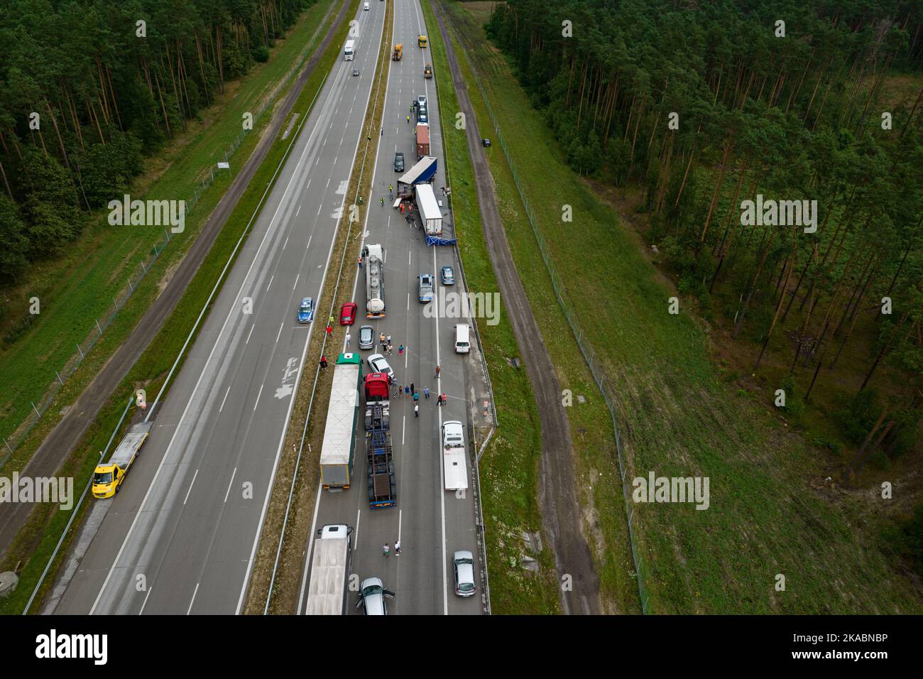 Drone Captures Traffic Jam and Emergency Corridor on Polish Highway ...