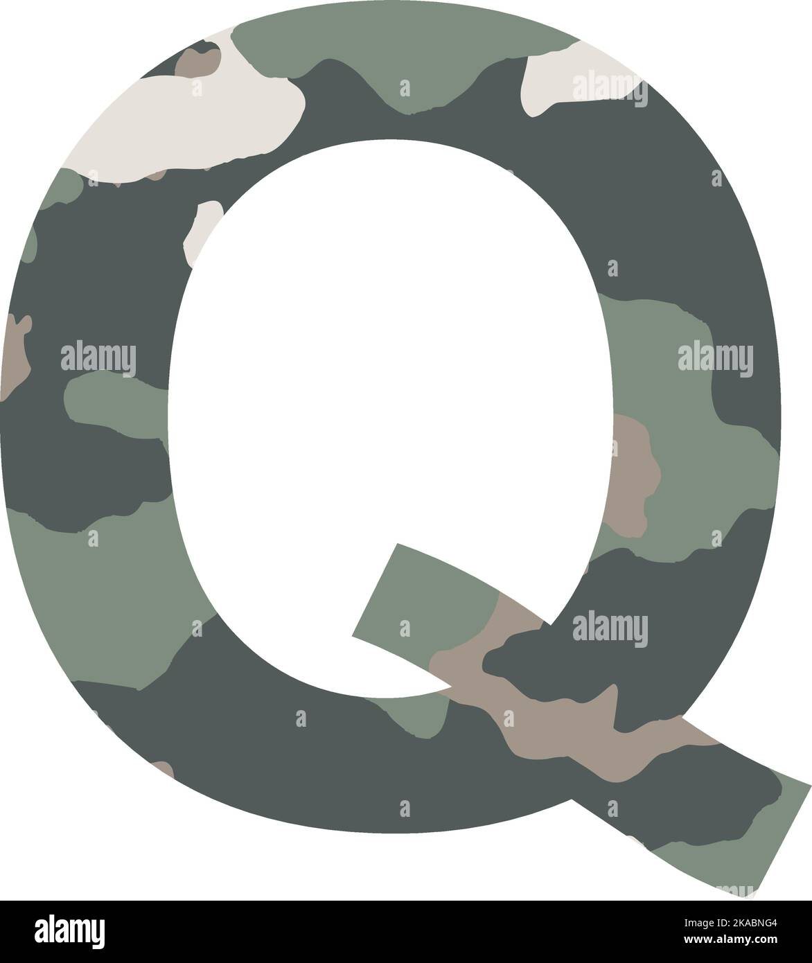 English alphabet letter Q, khaki style isolated on white background ...