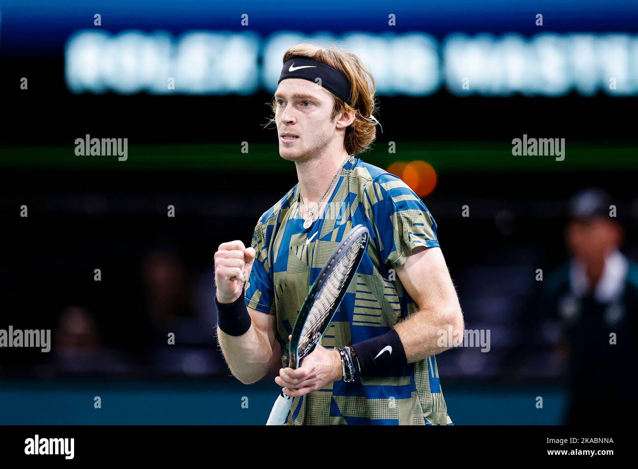 Paris, France - November 01: Andrey Rublev celebrates a set won against ...