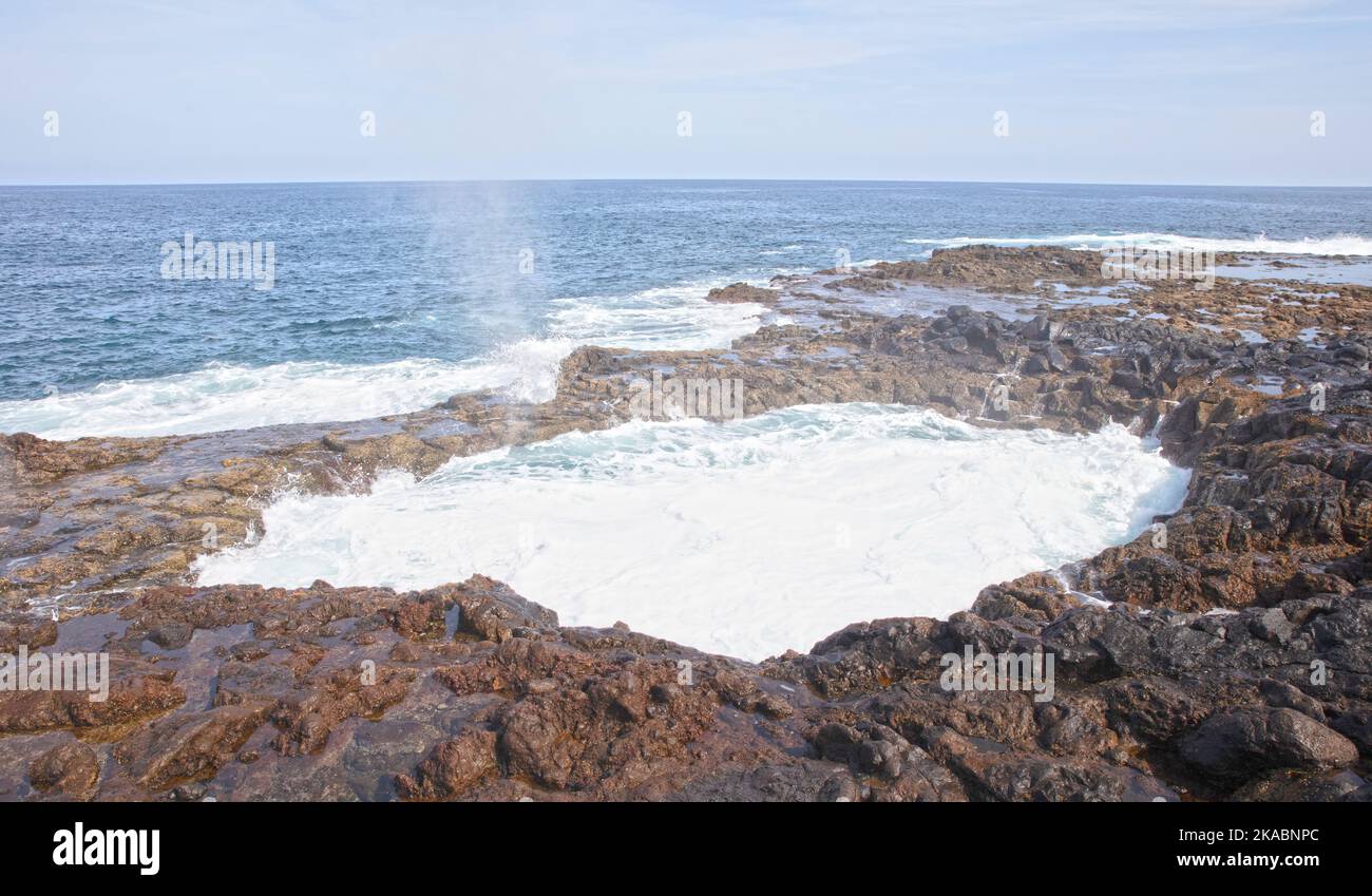 Water vortex, Bufadero de la Garita, Telde, Gran Canaria, Spain Stock ...