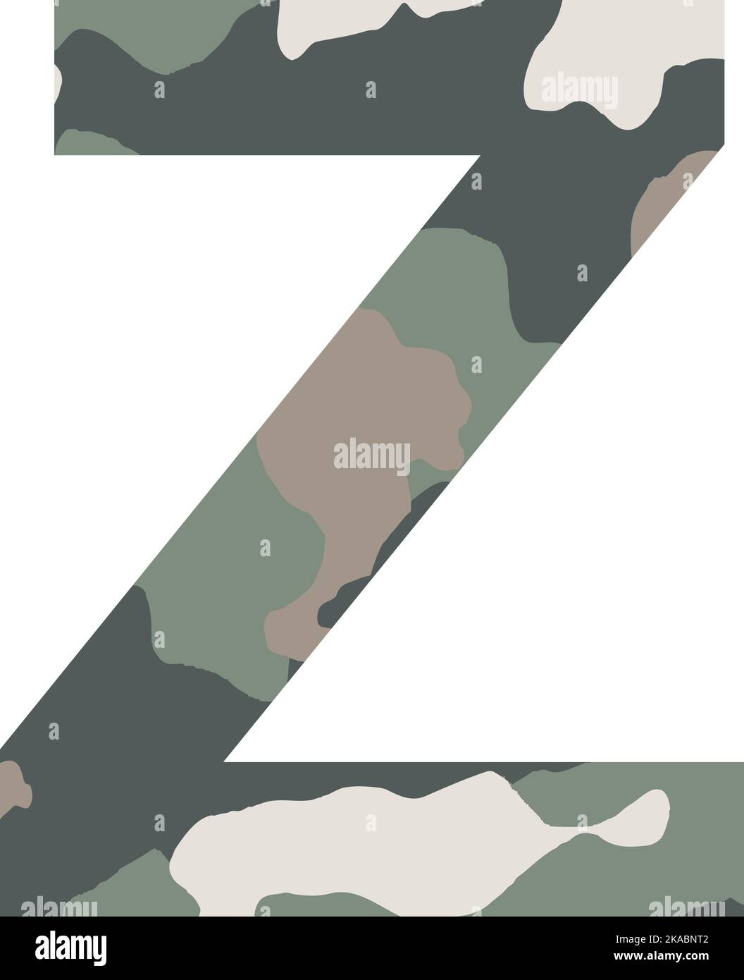 English alphabet letter Z, khaki style isolated on white background ...