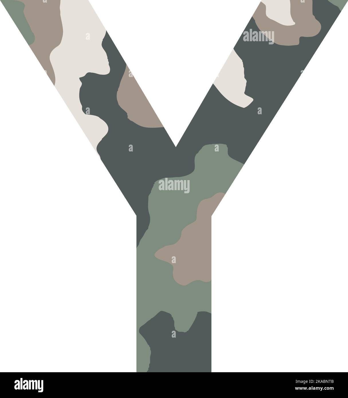 English alphabet letter Y, khaki style isolated on white background ...