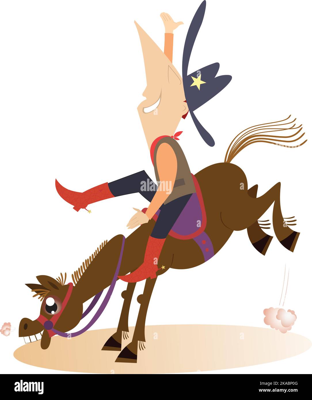 Rodeo. Man or cowboy is riding on the horse Stock Vector Image & Art ...