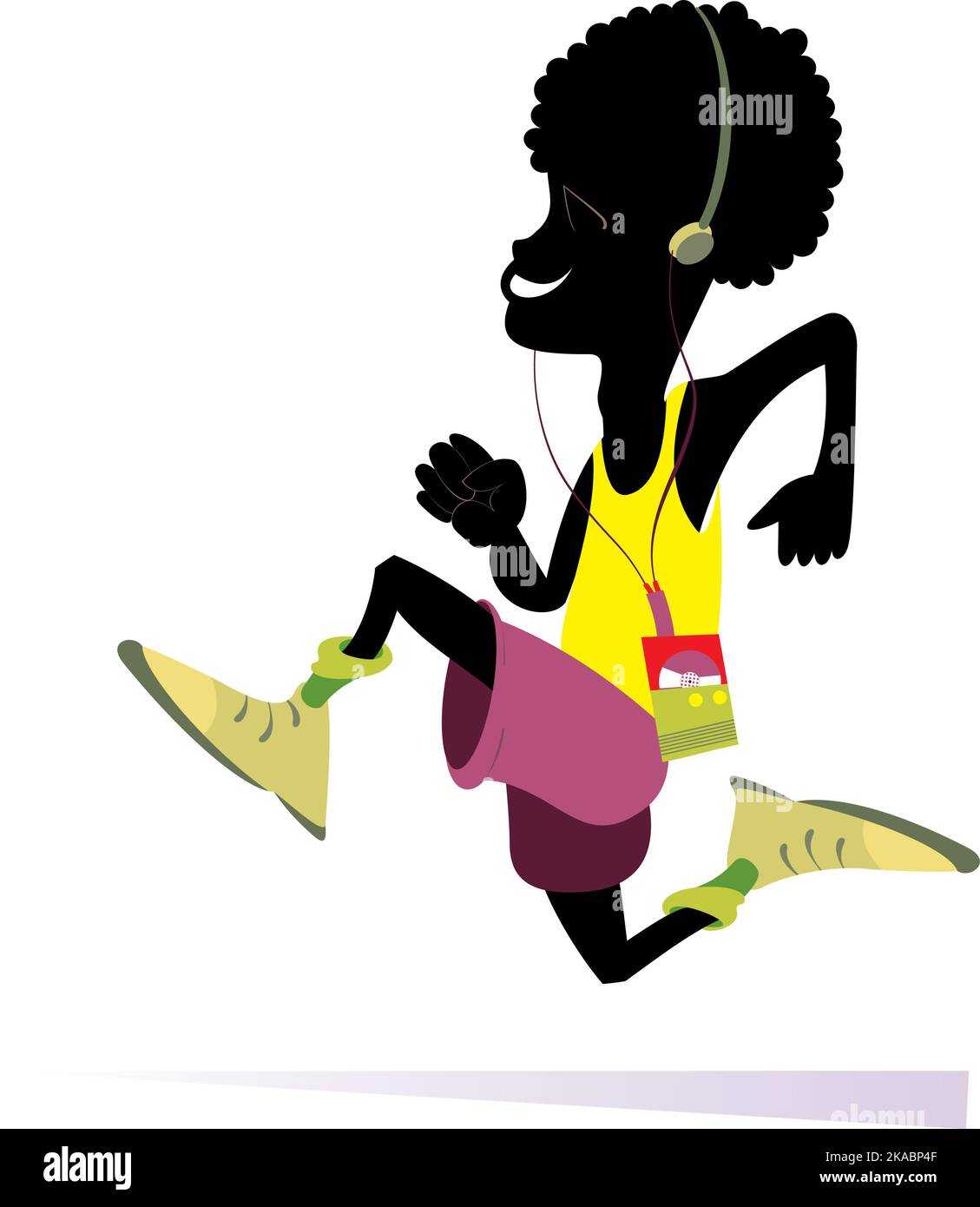 Smiling African runner illustration. Comic cartoon African man is ...