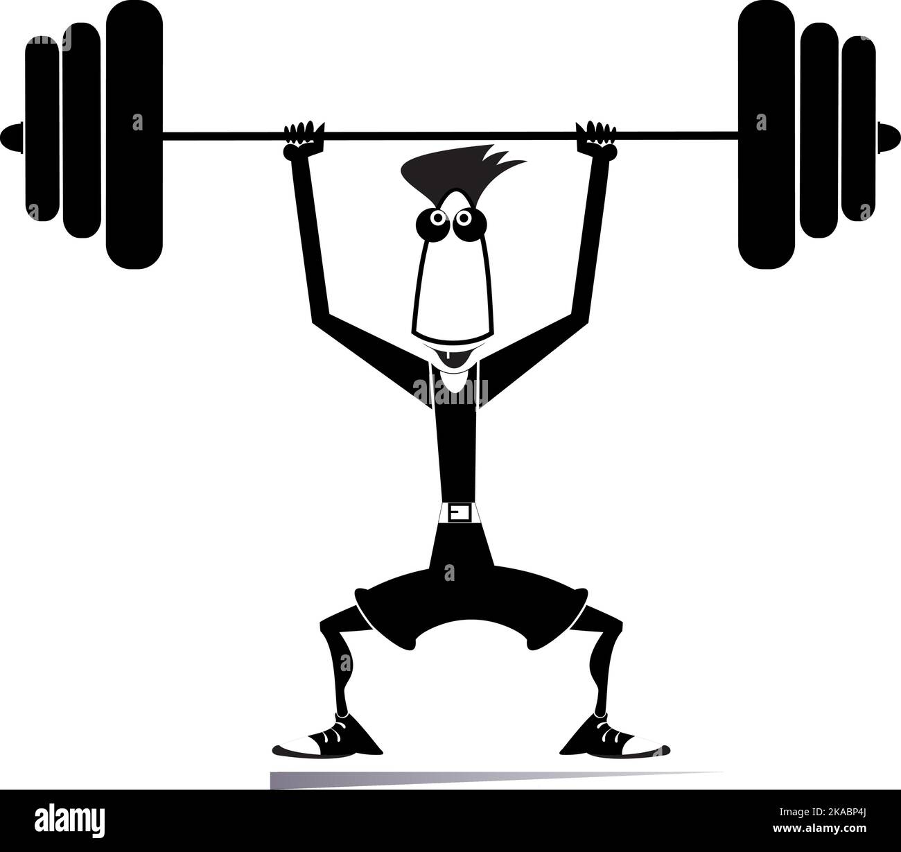 Cartoon man weightlifter isolated illustration. Cartoon athlete trying ...
