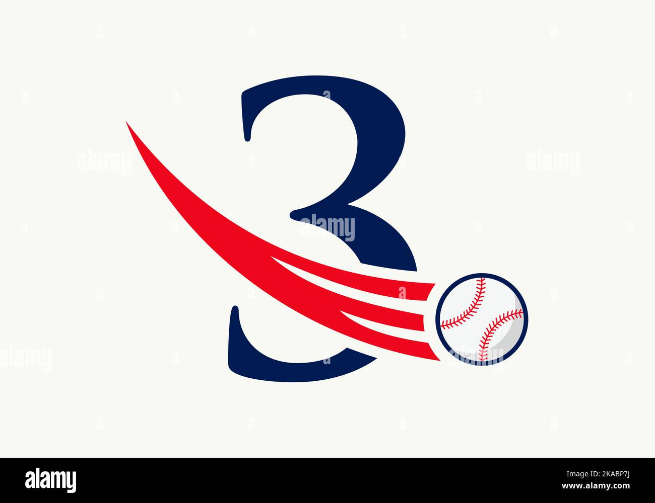 Letter 3 Baseball Logo Concept With Moving Baseball Icon Vector ...