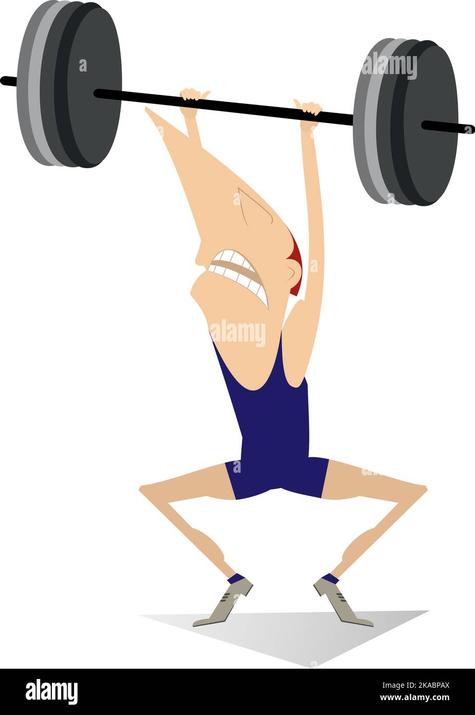 Cartoon man weightlifter isolated illustration. Funny strong man is ...