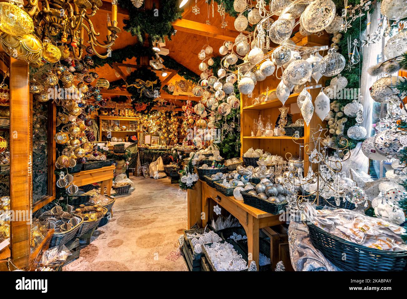 Different types of traditional handmade Christmas decorations on sale ...