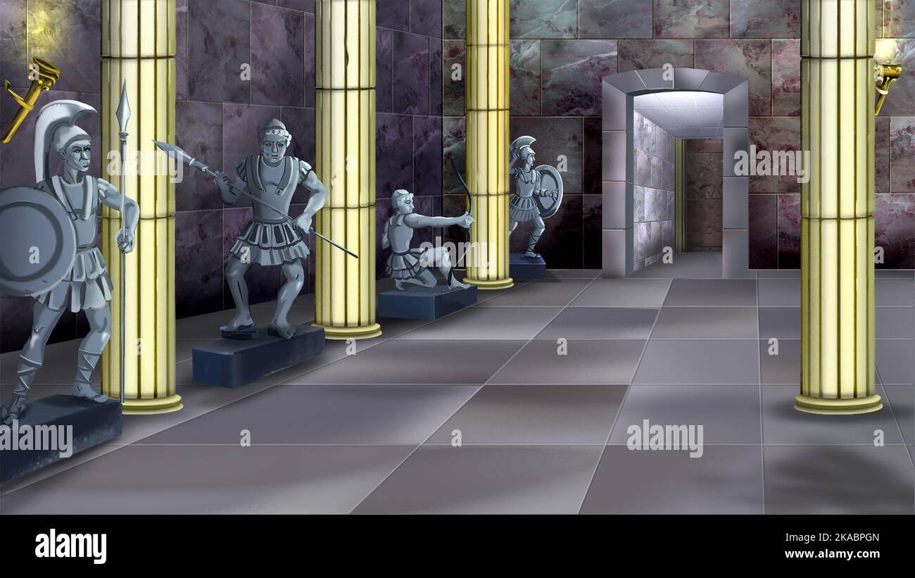 The interior of the knight's hall in the palace. Digital Painting ...