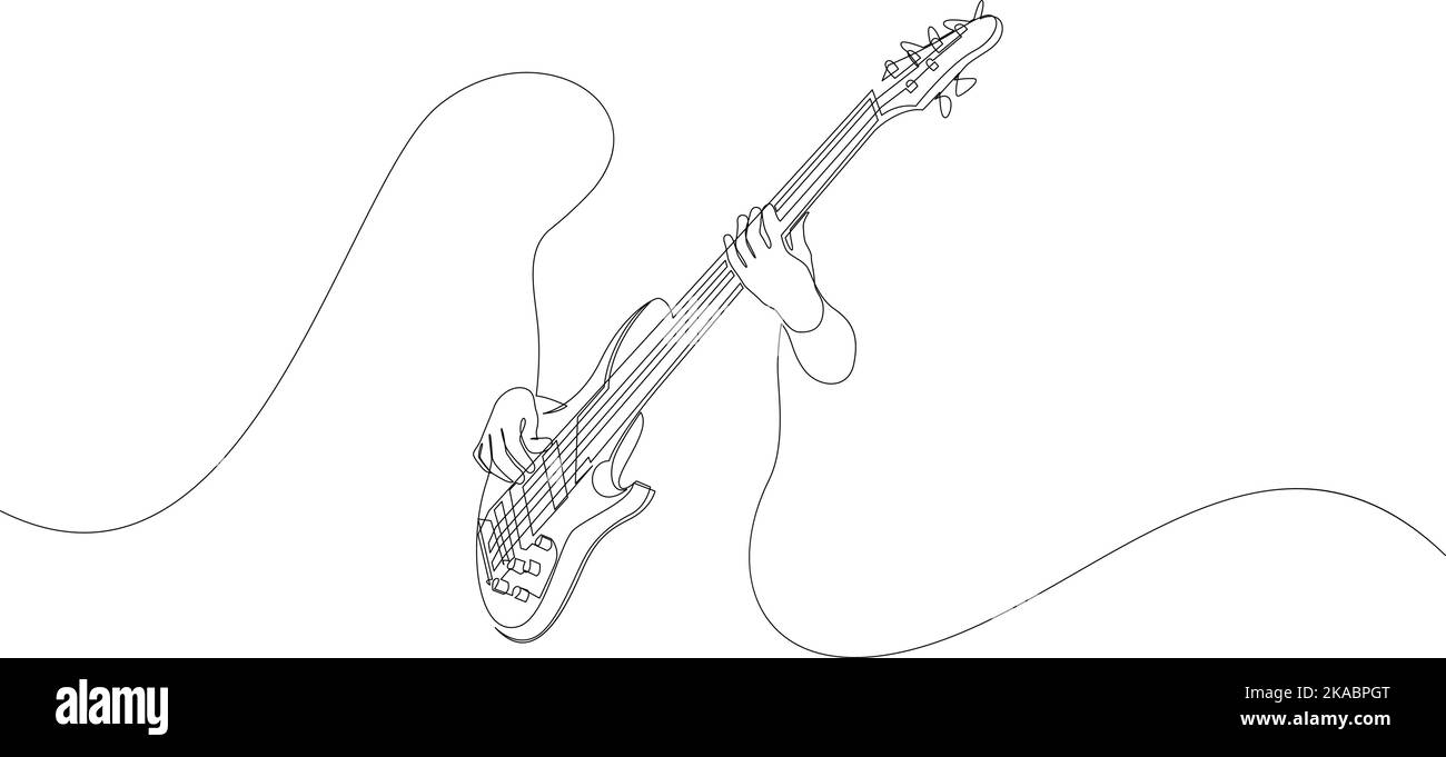 Continuous line drawing of a man playing guitar musician. Minimalist ...