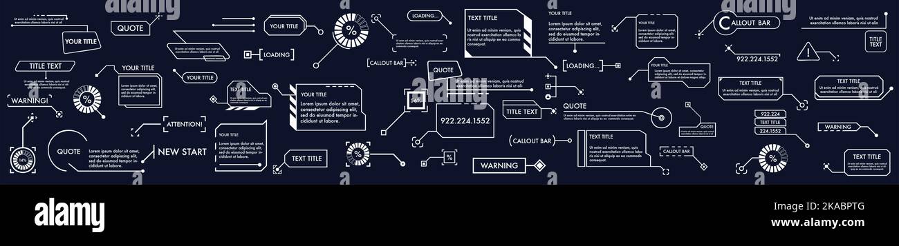 Tech digital Callouts titles in futuristic HUD style. Interface ...