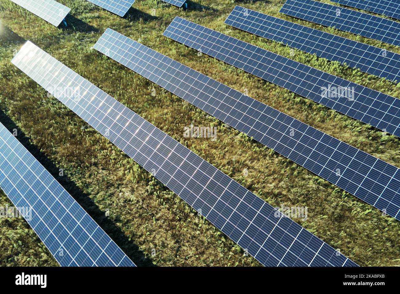 Solar batery in field. Photovoltaic panels for solar energy production ...