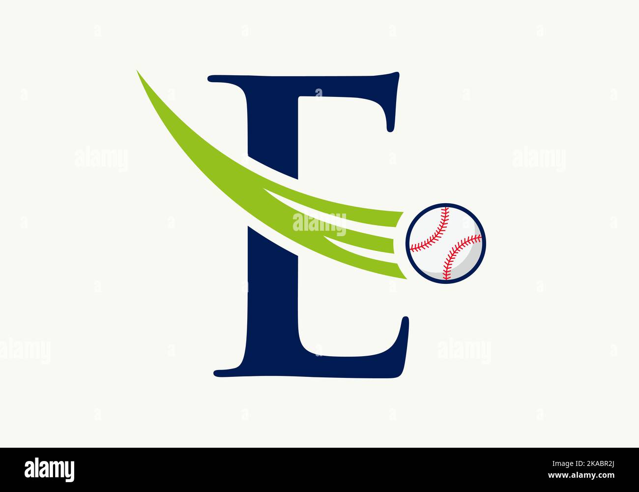 Letter E Baseball Logo Concept With Moving Baseball Icon Vector ...