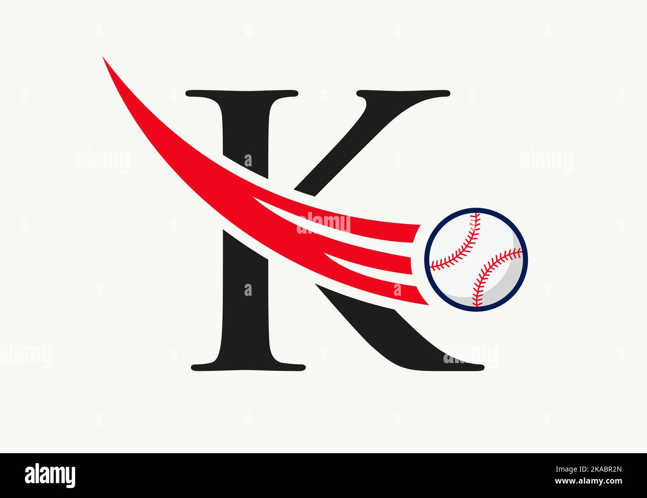 Letter K Baseball Logo Concept With Moving Baseball Icon Vector ...