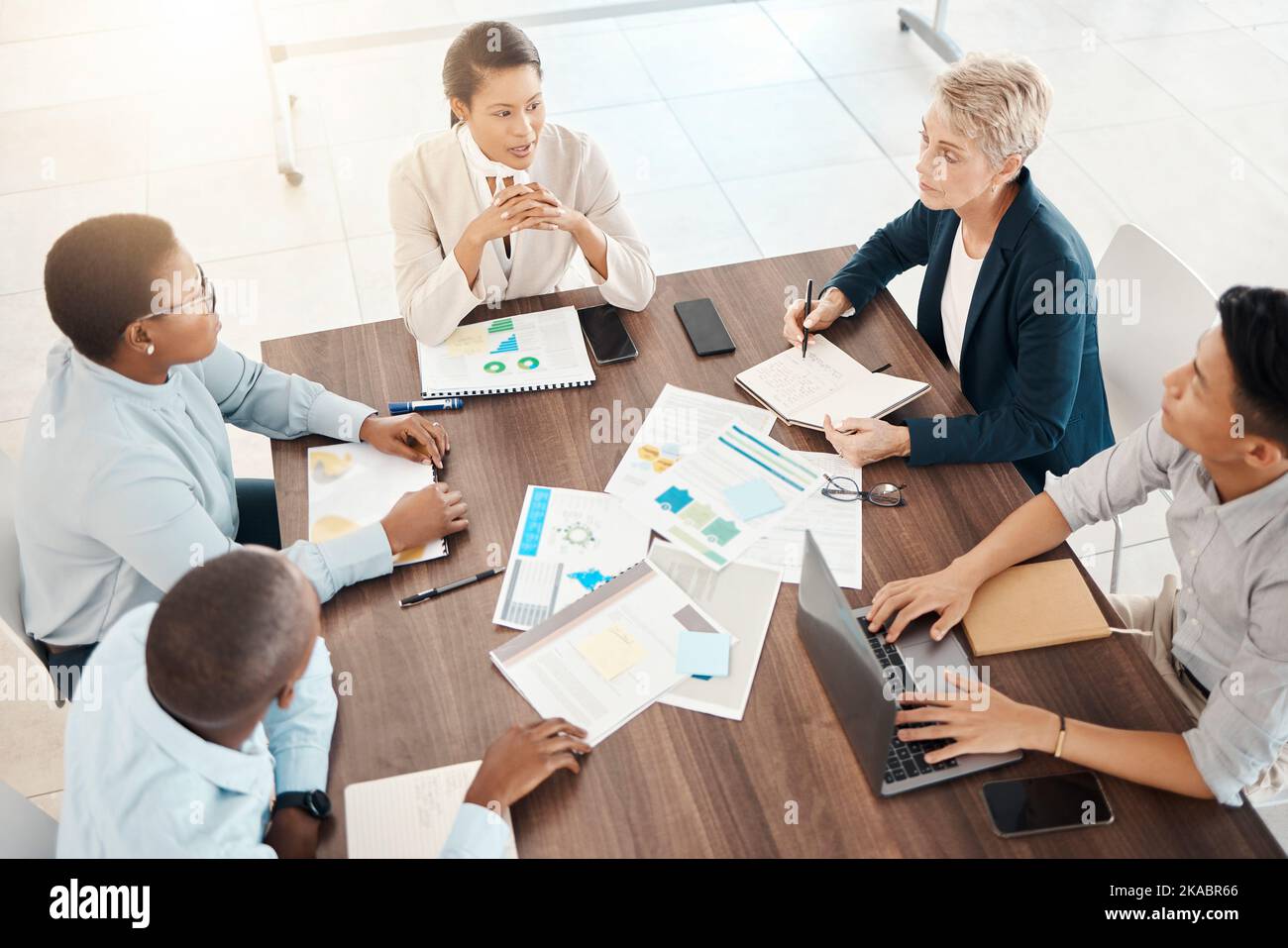 Marketing, communication and business people meeting, planning and ...