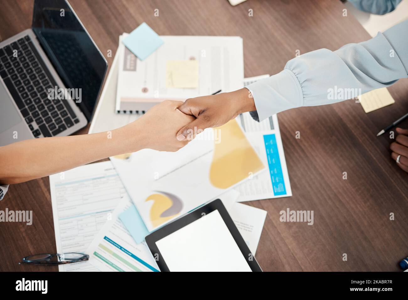 Handshake, marketing and business people meeting for collaboration ...