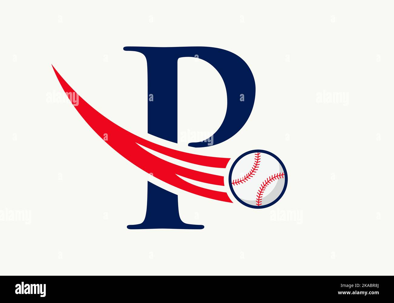 Letter P Baseball Logo Concept With Moving Baseball Icon Vector ...