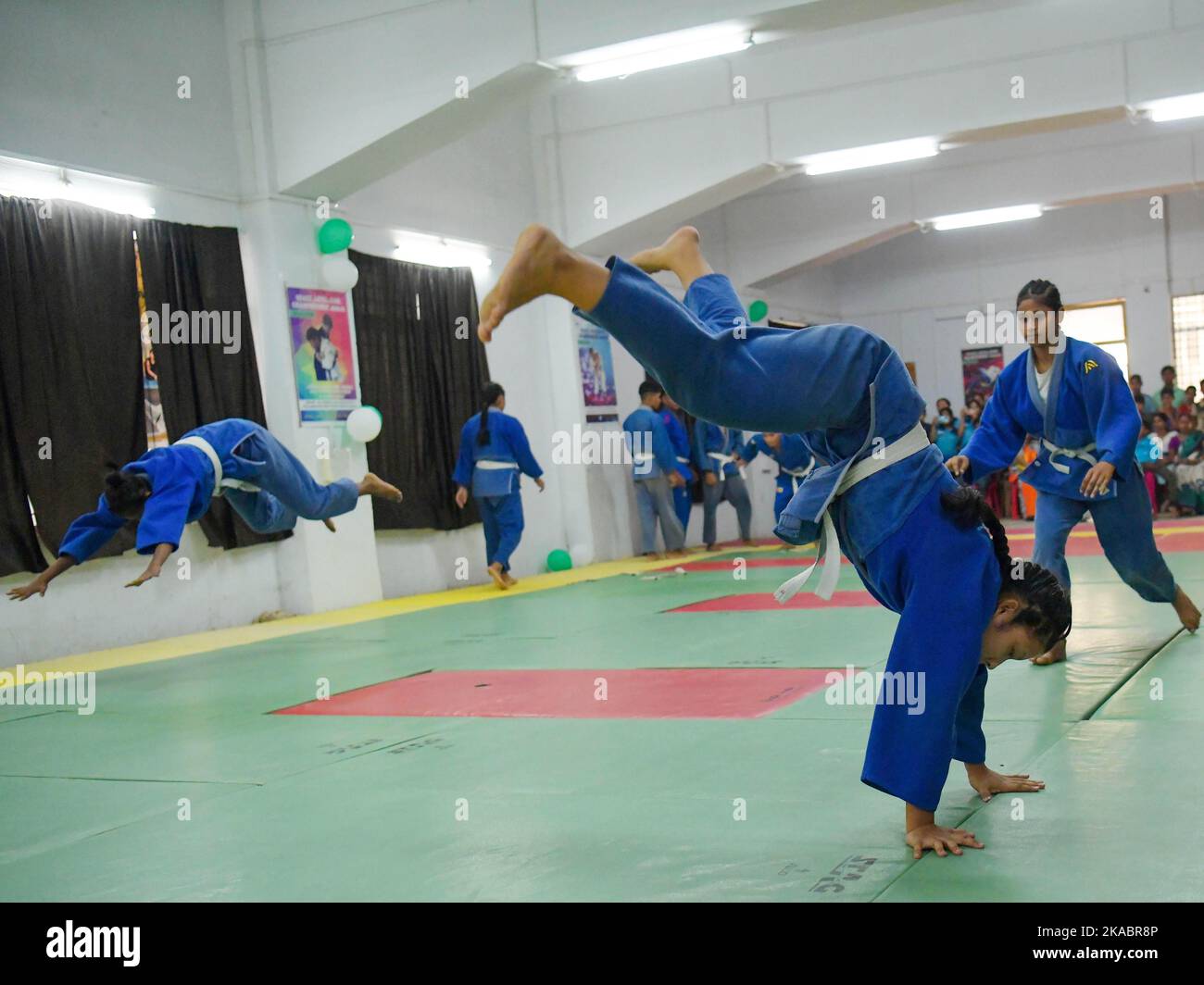 Judo students at a demonstration celebrating World Judo Day on 28th ...