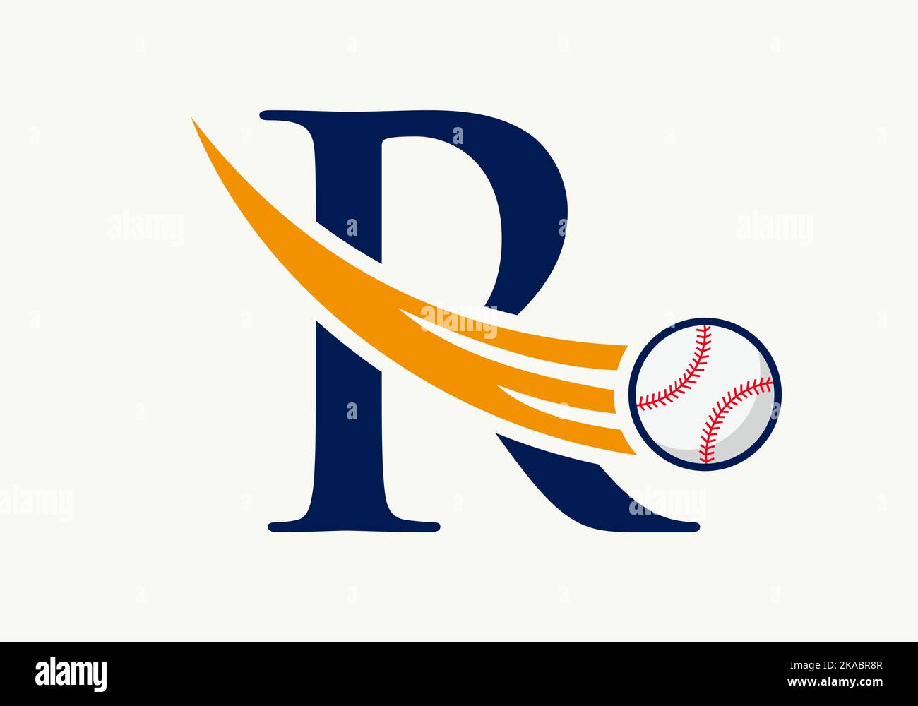 Letter R Baseball Logo Concept With Moving Baseball Icon Vector ...