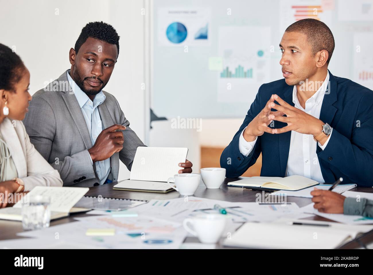 Business people, documents or teamwork diversity meeting for company ...