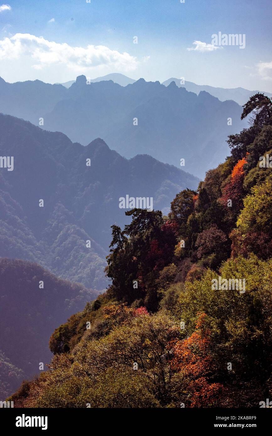 Colorful late autumn views in Zhongnan Mountain, Qinling, Xi'an City ...