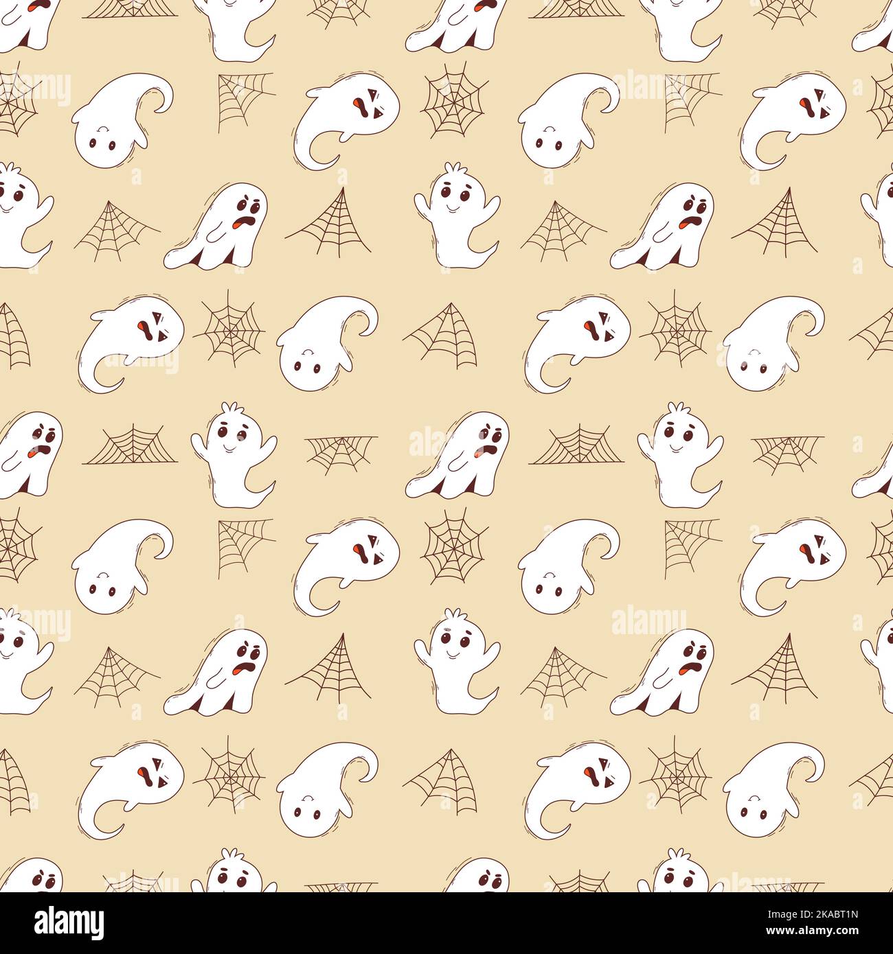Spooky halloween ghosts seamless pattern. Spooky poltergeist. Halloween scary ghostly monsters ...