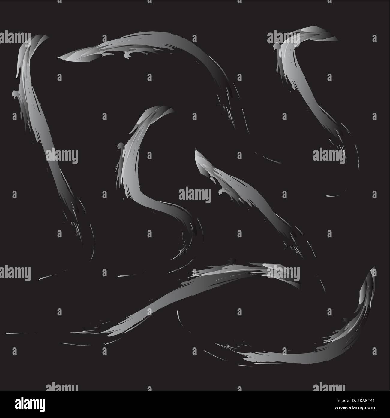 Vector gray brush spots, marker lines or markers. Markers, strokes and ...