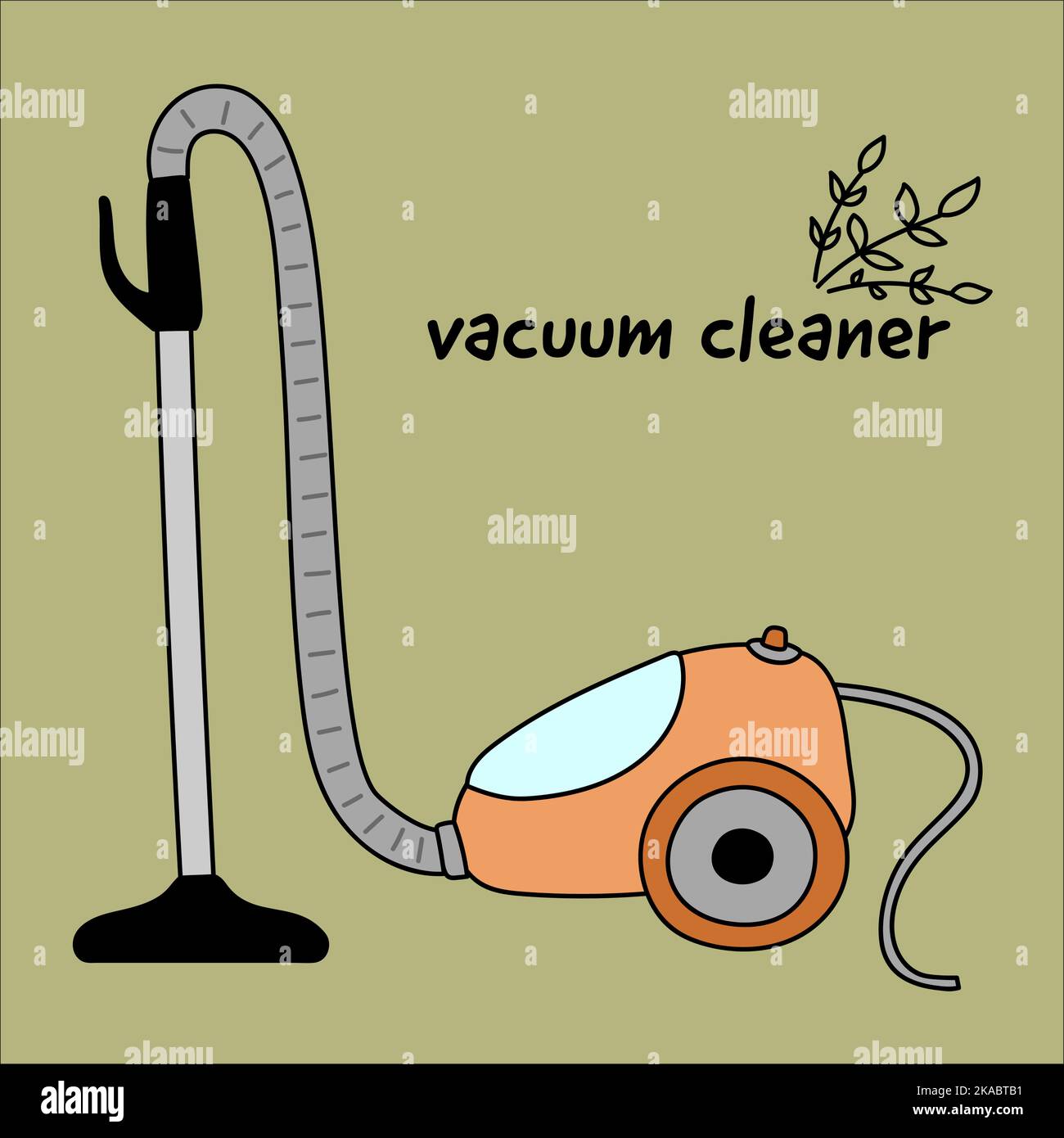 cute orange vacuum cleaner art on green background Stock Vector Image ...