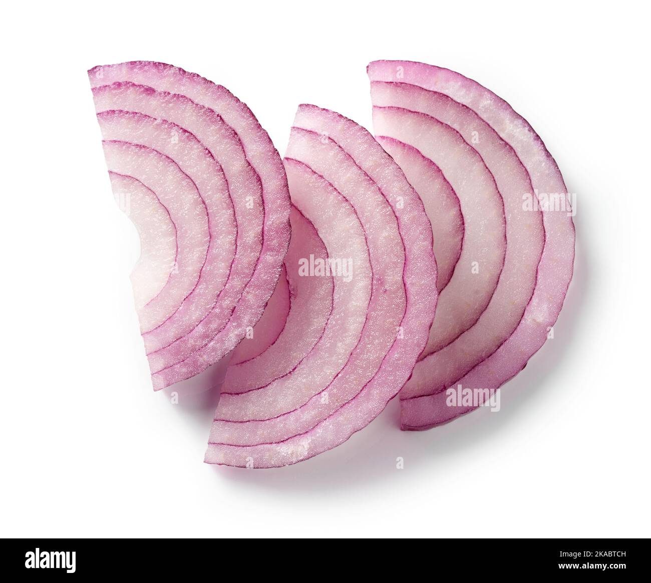 red onion slices isolated on white background, top view Stock Photo - Alamy