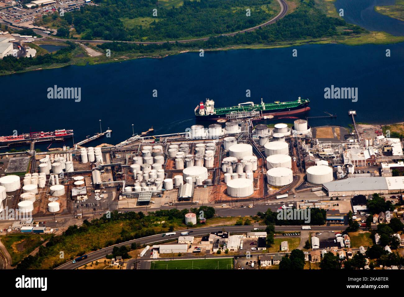 Oil farm with river in Newark, New York Stock Photo - Alamy