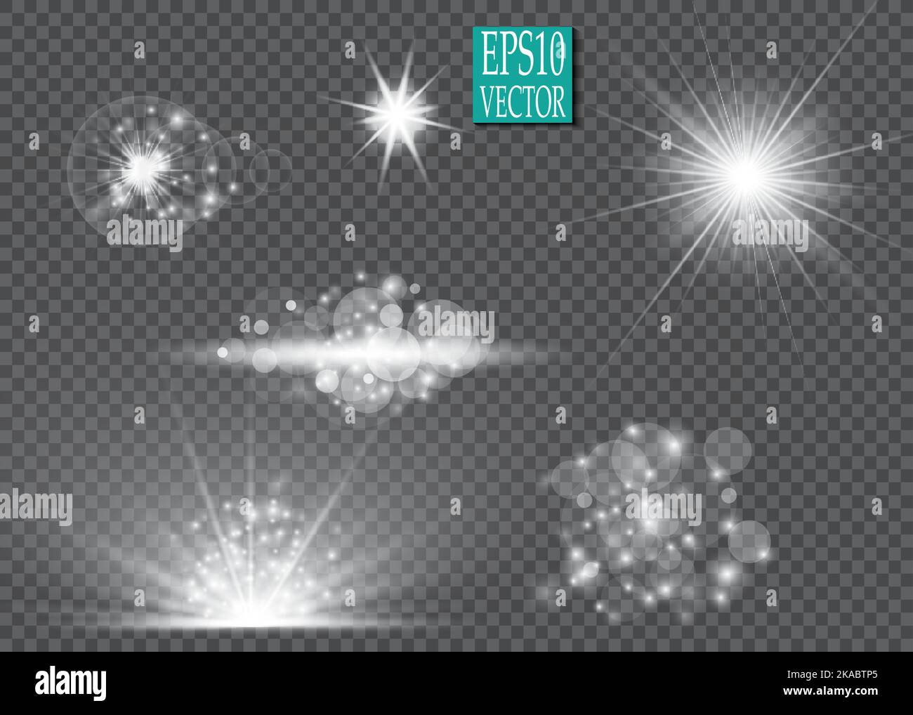 Set of glow light effect stars bursts with sparkles isolated on transparent background. For ...