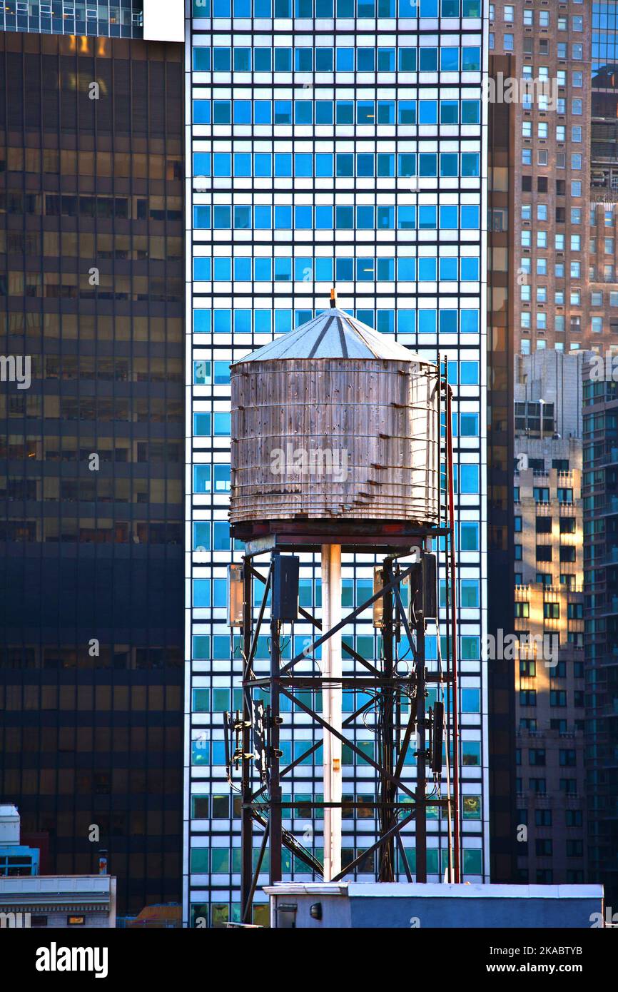 old wooden water tower downtown in New York Stock Photo - Alamy