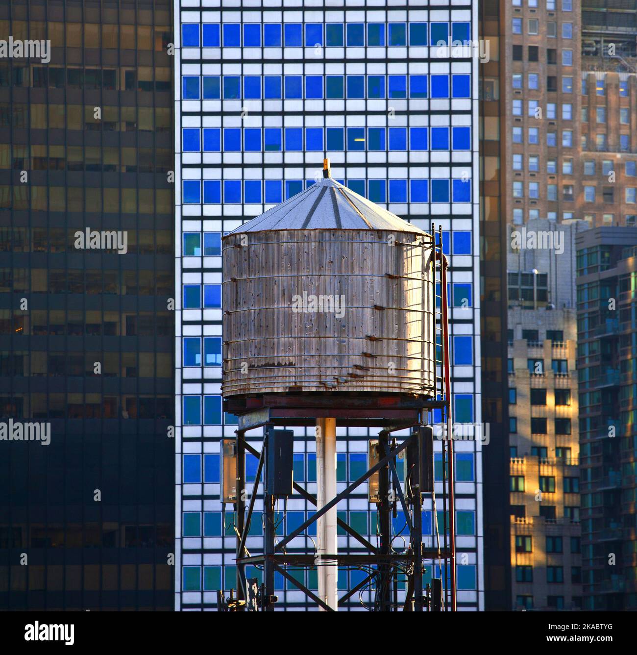 old wooden water tower downtown in New York Stock Photo - Alamy