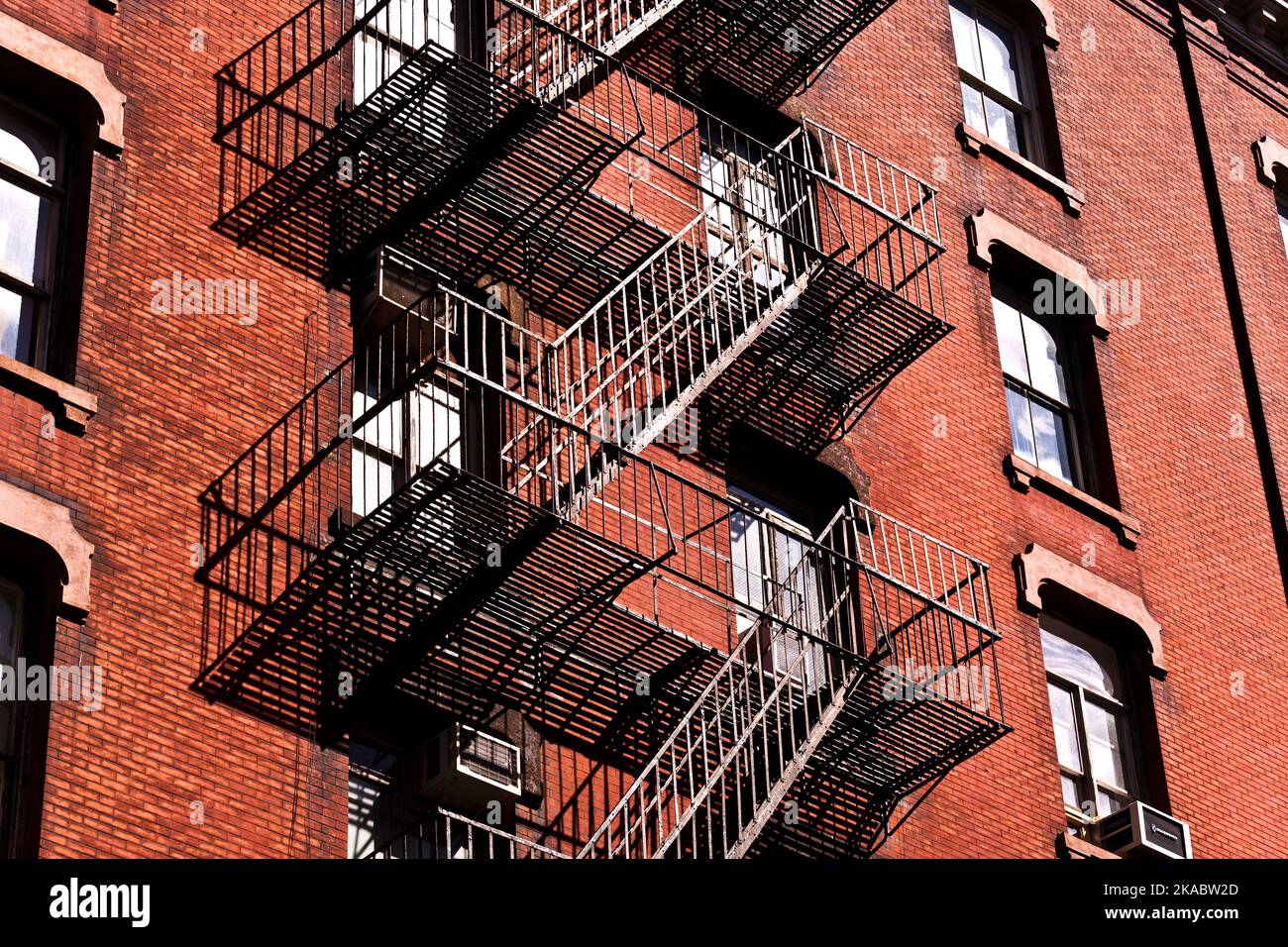fire ladder at old houses downtown in New York Stock Photo - Alamy