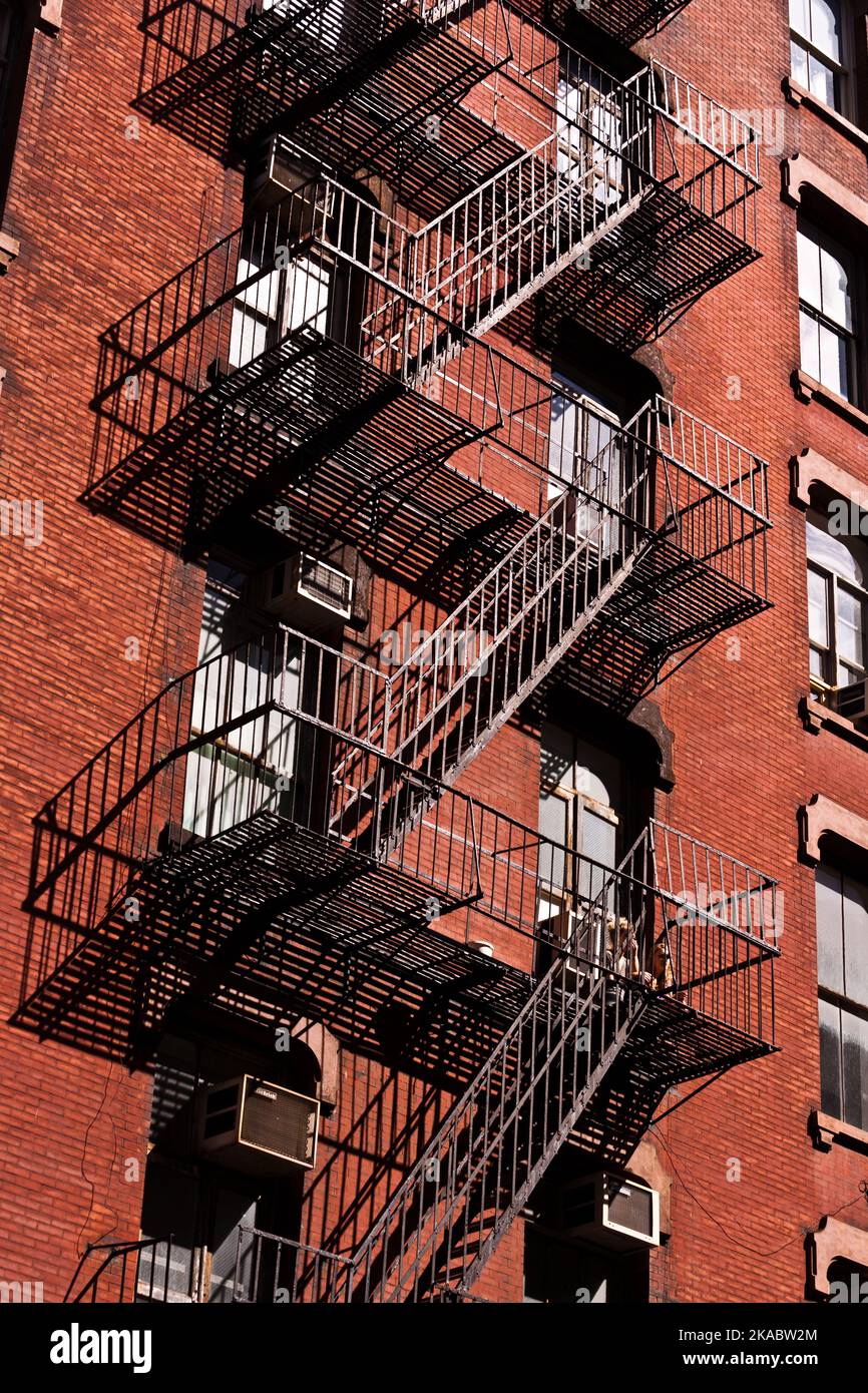 fire ladder at old houses downtown in New York Stock Photo - Alamy