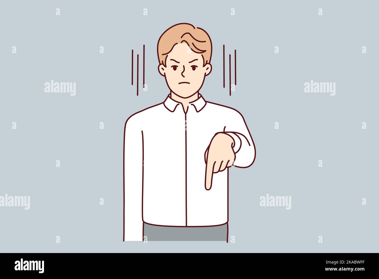 Strict businessman point with finger down. Furious decisive male ...