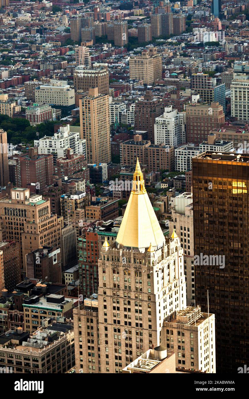 Aerial panoramic view over upper Manhattan from Empire State building ...