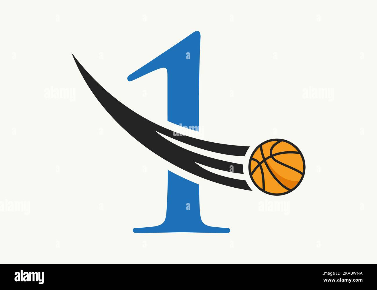 Initial Letter 1 Basketball Logo Concept With Moving Basketball Icon ...