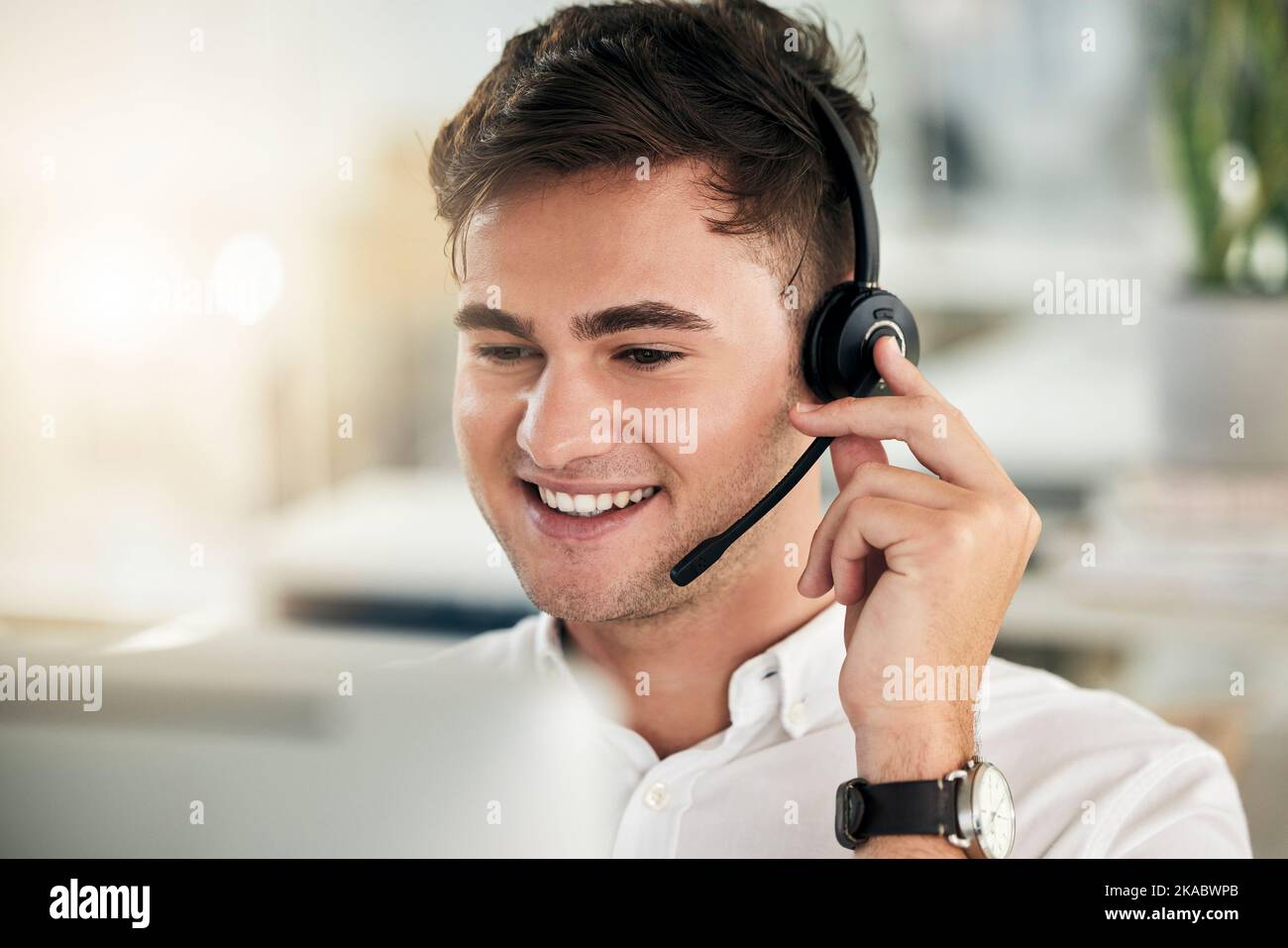 Call center young man hi-res stock photography and images - Alamy