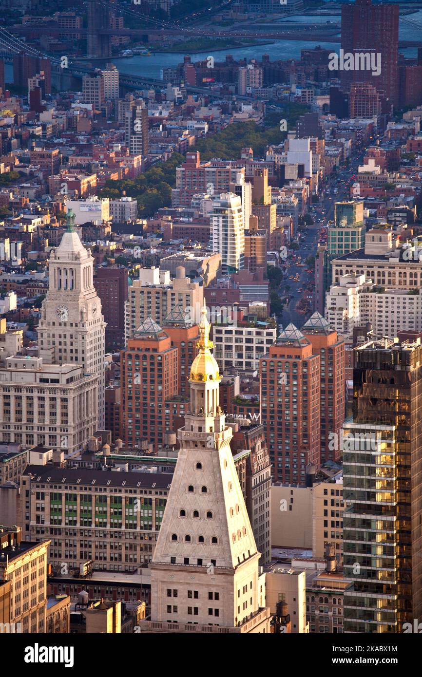 Aerial panoramic view over upper Manhattan from Empire State building ...