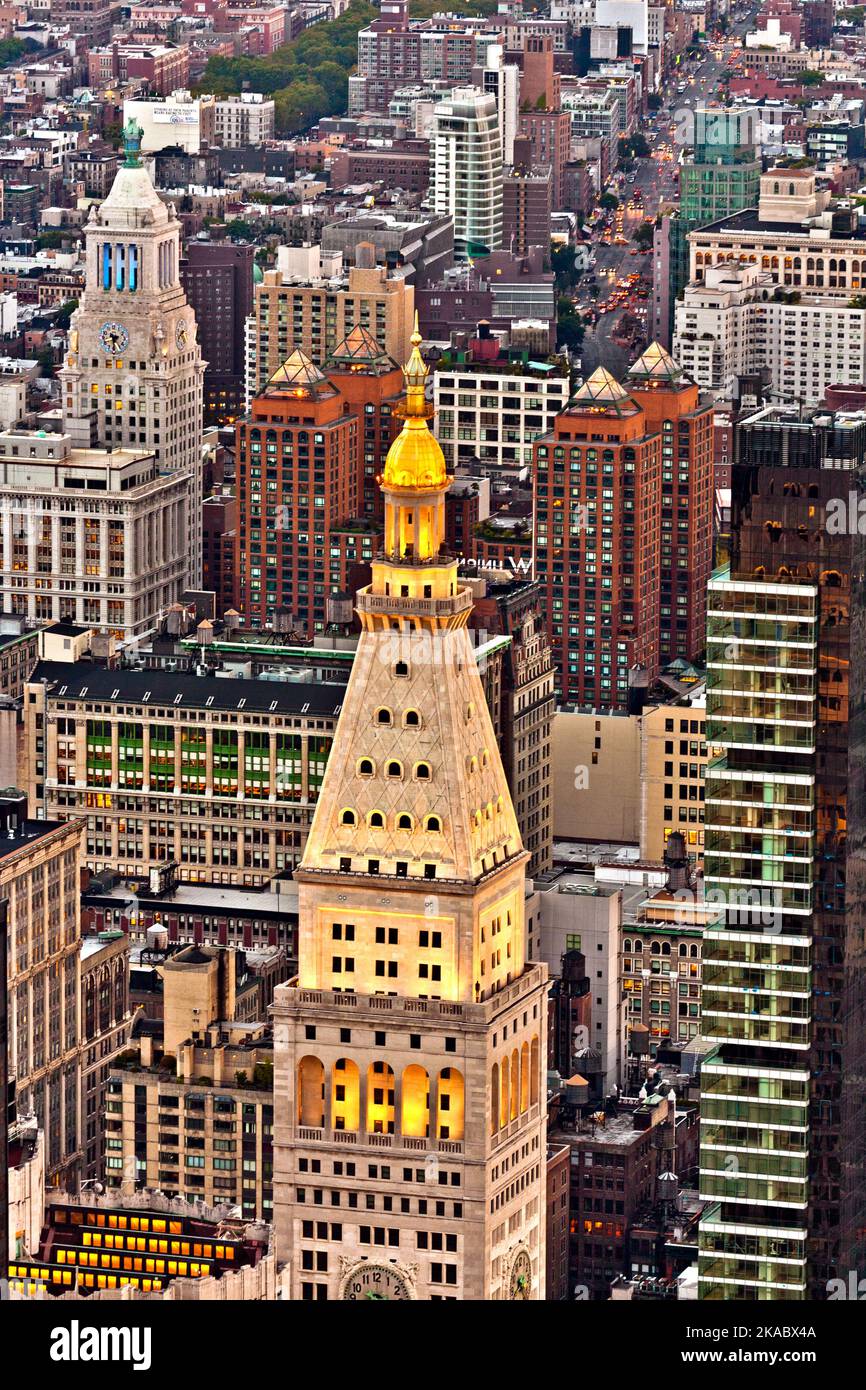 Aerial panoramic view over upper Manhattan from Empire State building ...
