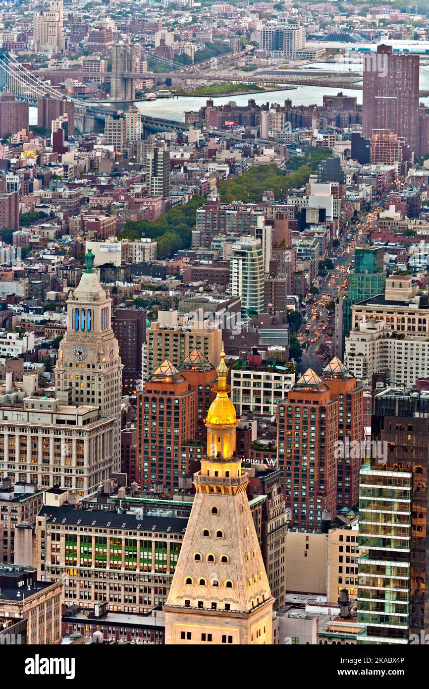 Aerial panoramic view over upper Manhattan from Empire State building ...
