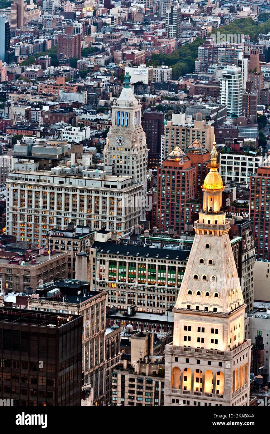 Aerial panoramic view over upper Manhattan from Empire State building ...