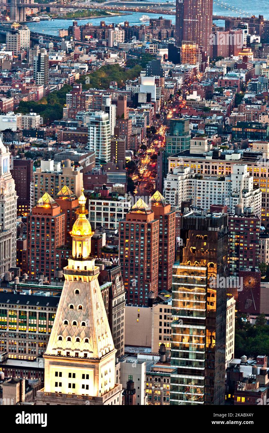 Aerial panoramic view over upper Manhattan from Empire State building ...